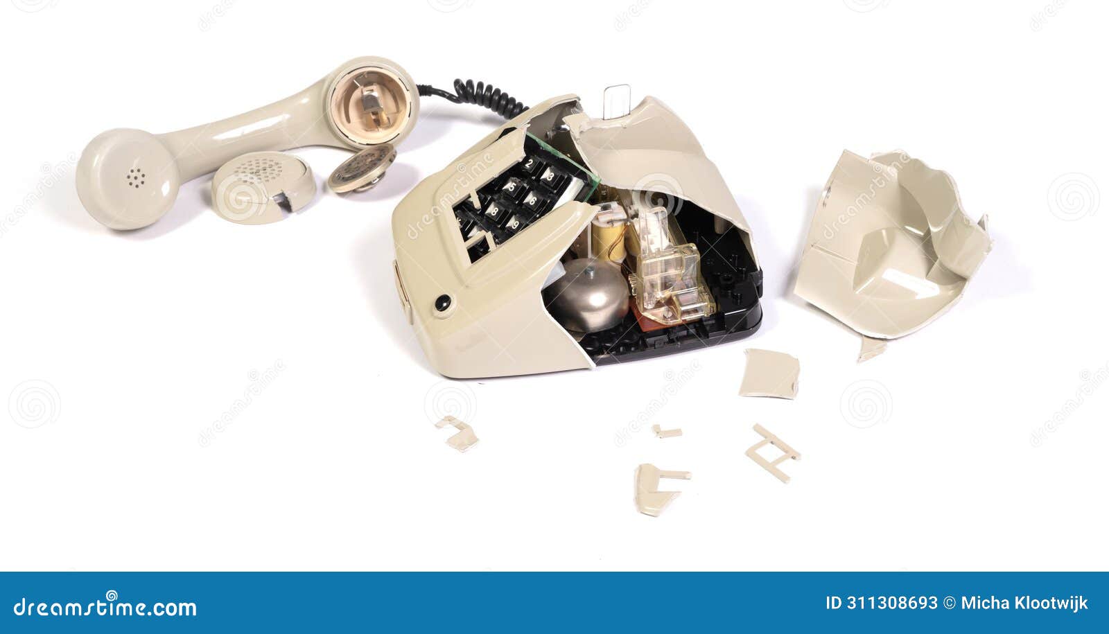 Part of a Broken Old Telephone, Phone with Dial Plate - Plastic Phone ...