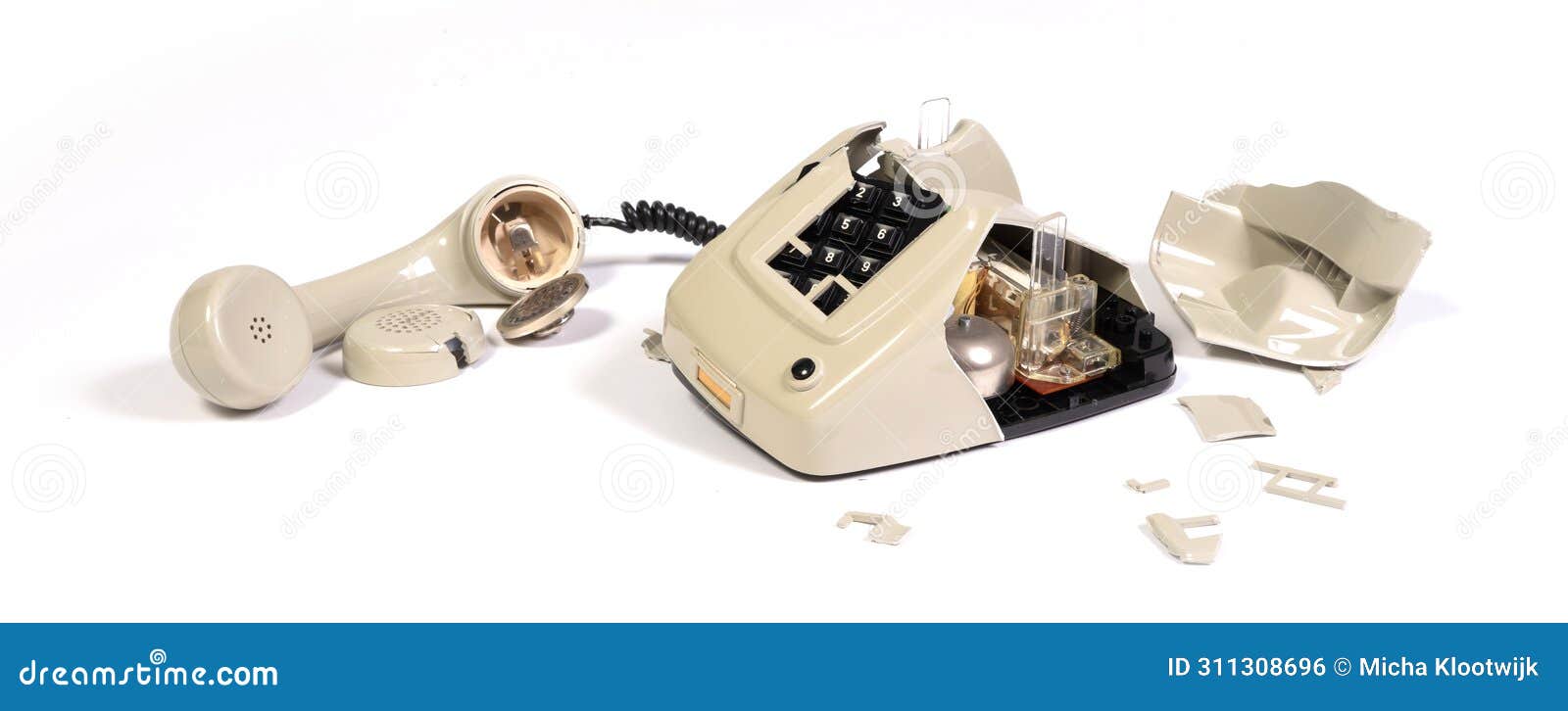 Part of a Broken Old Telephone, Phone with Dial Plate - Plastic Phone ...