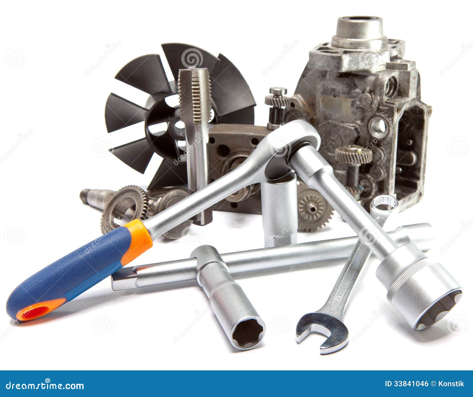 The Part of Car High Pressure Pump and the Tool for Repair Stock Photo ...