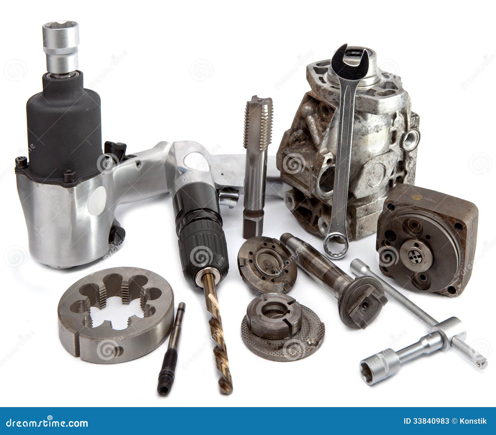 The Part of Car and the Tool for Repair on White Background Stock Image ...