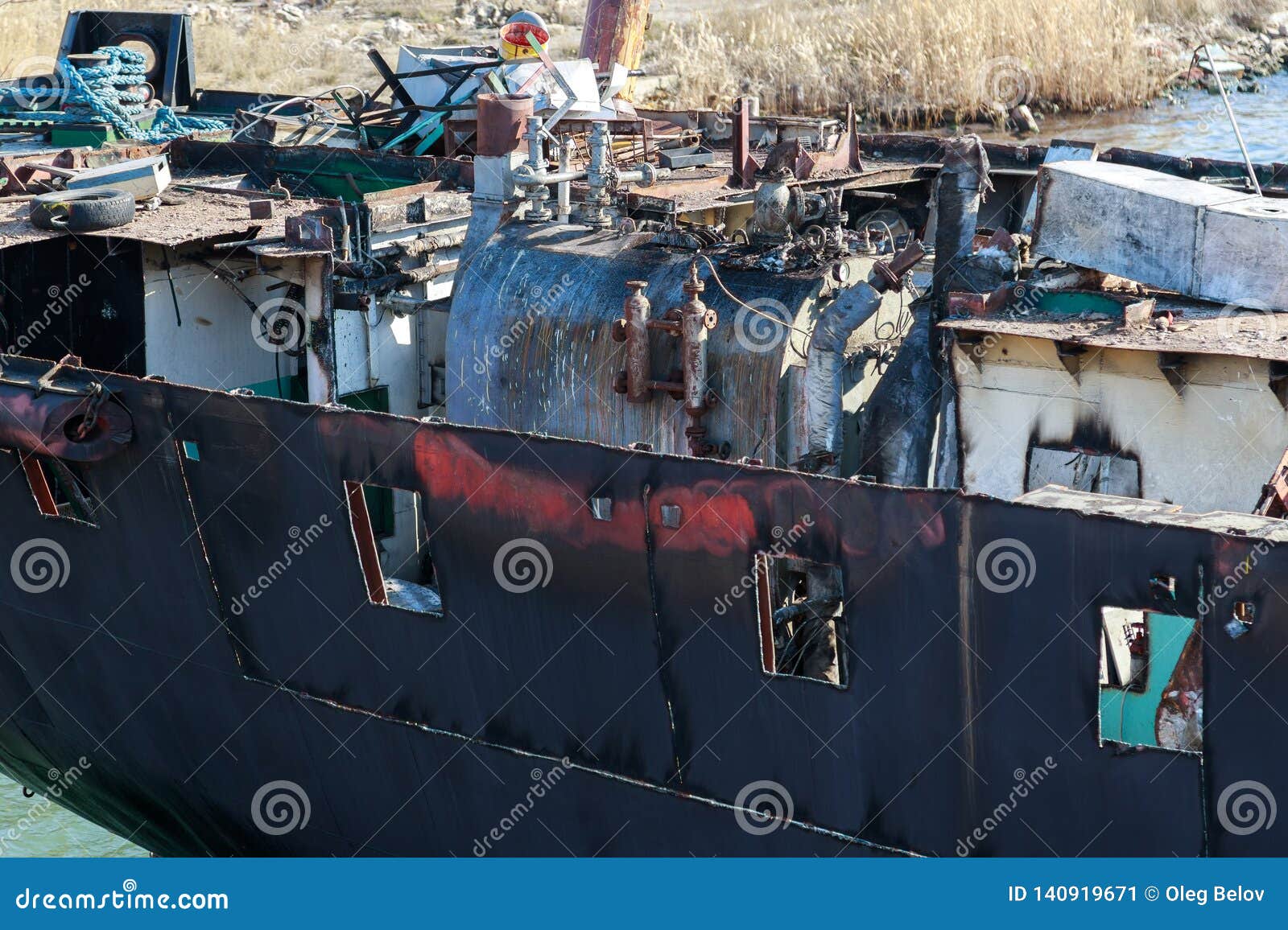 Part of the Cargo Ship in the Process of Demolition for Scrap Stock ...
