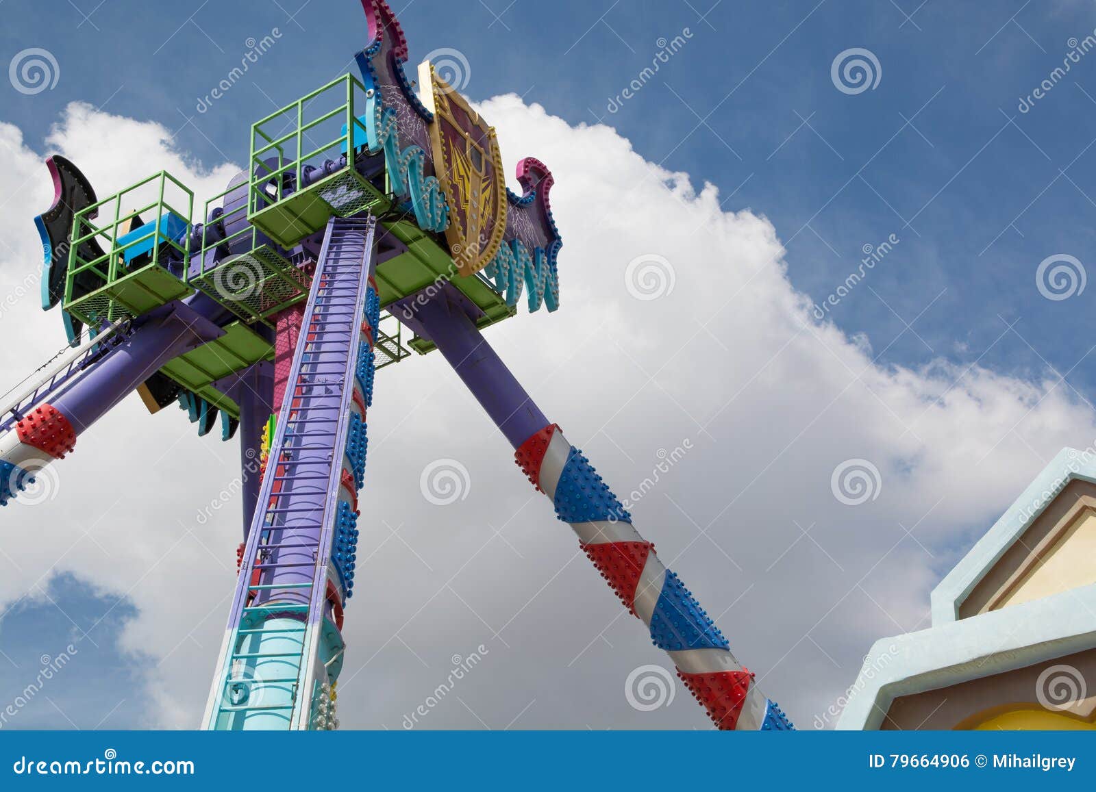 Part of Carousel Mechanism in Amusement Park. Stock Photo - Image of ...