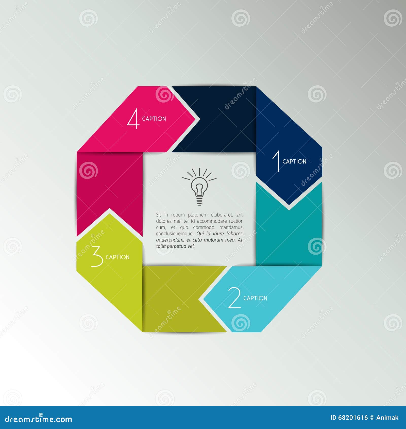 4 Part Chart, Scheme. Arrow Step by Step Presentation. Connected Text ...