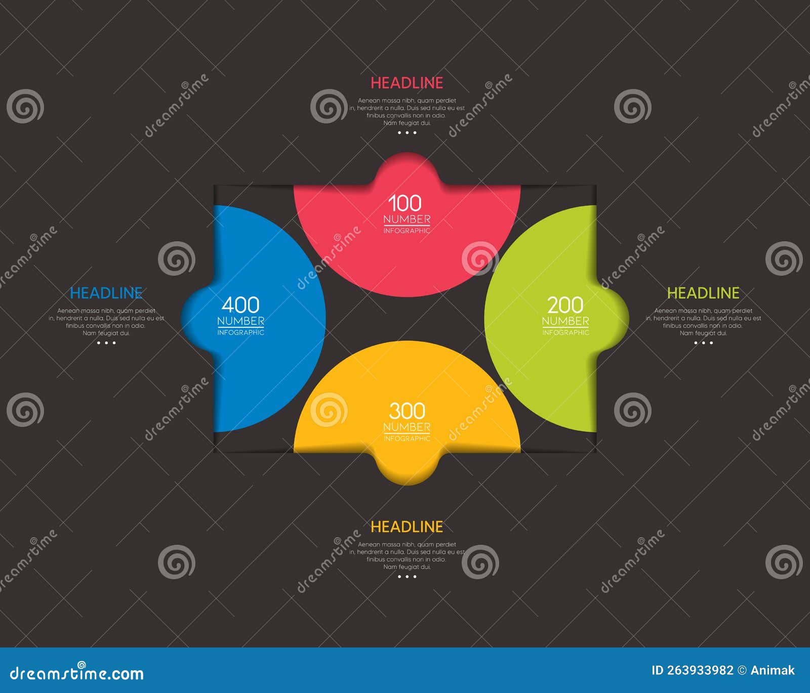 4 Part Chart, Scheme, Infographic Vector Stock Vector - Illustration of ...