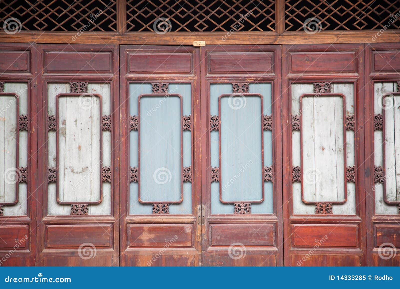 Part of Chinese Closed Wooden Door Stock Image - Image of house ...