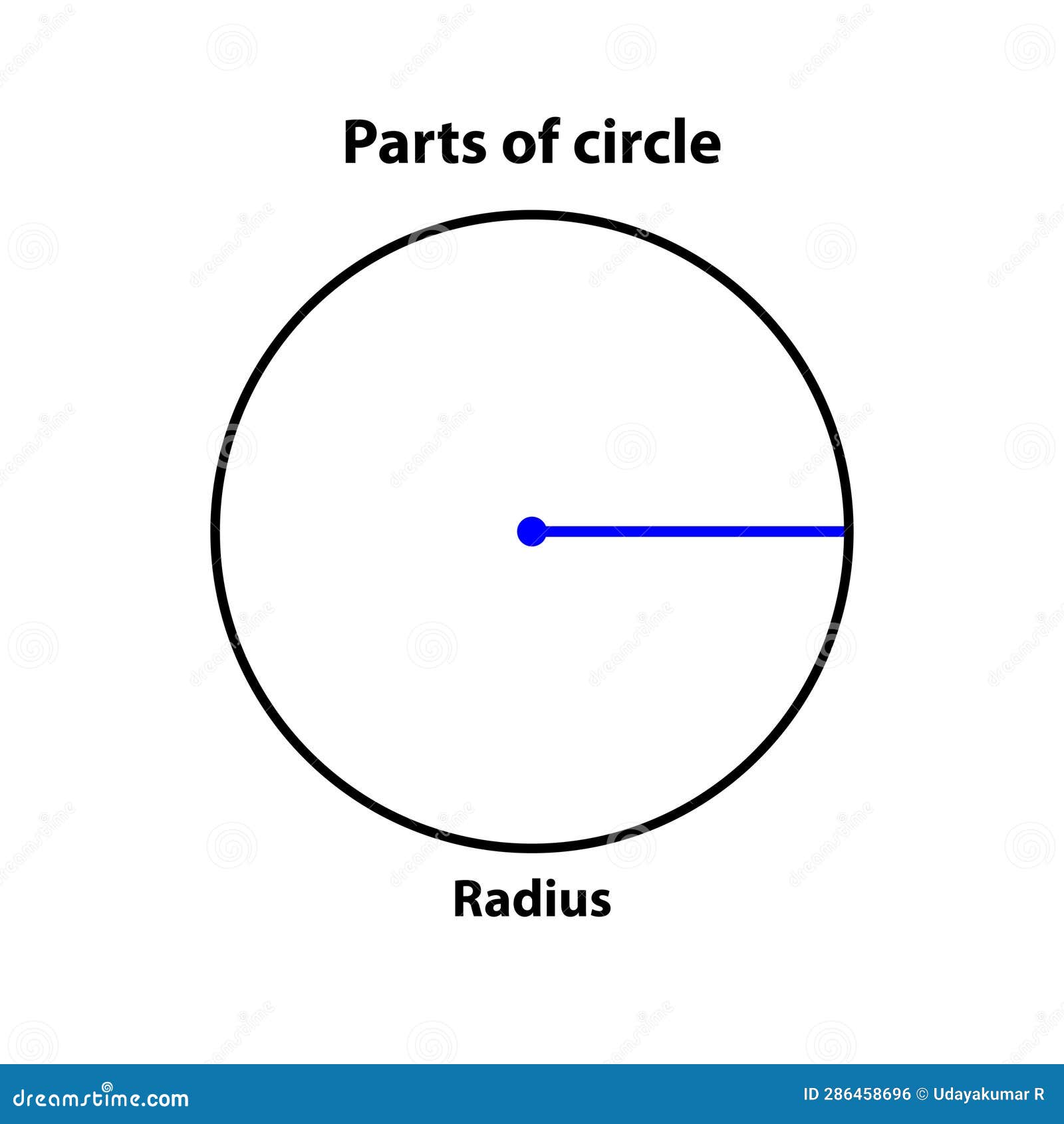 Part of Circle Radius. Highlight in Blue Color Line Stock Vector ...