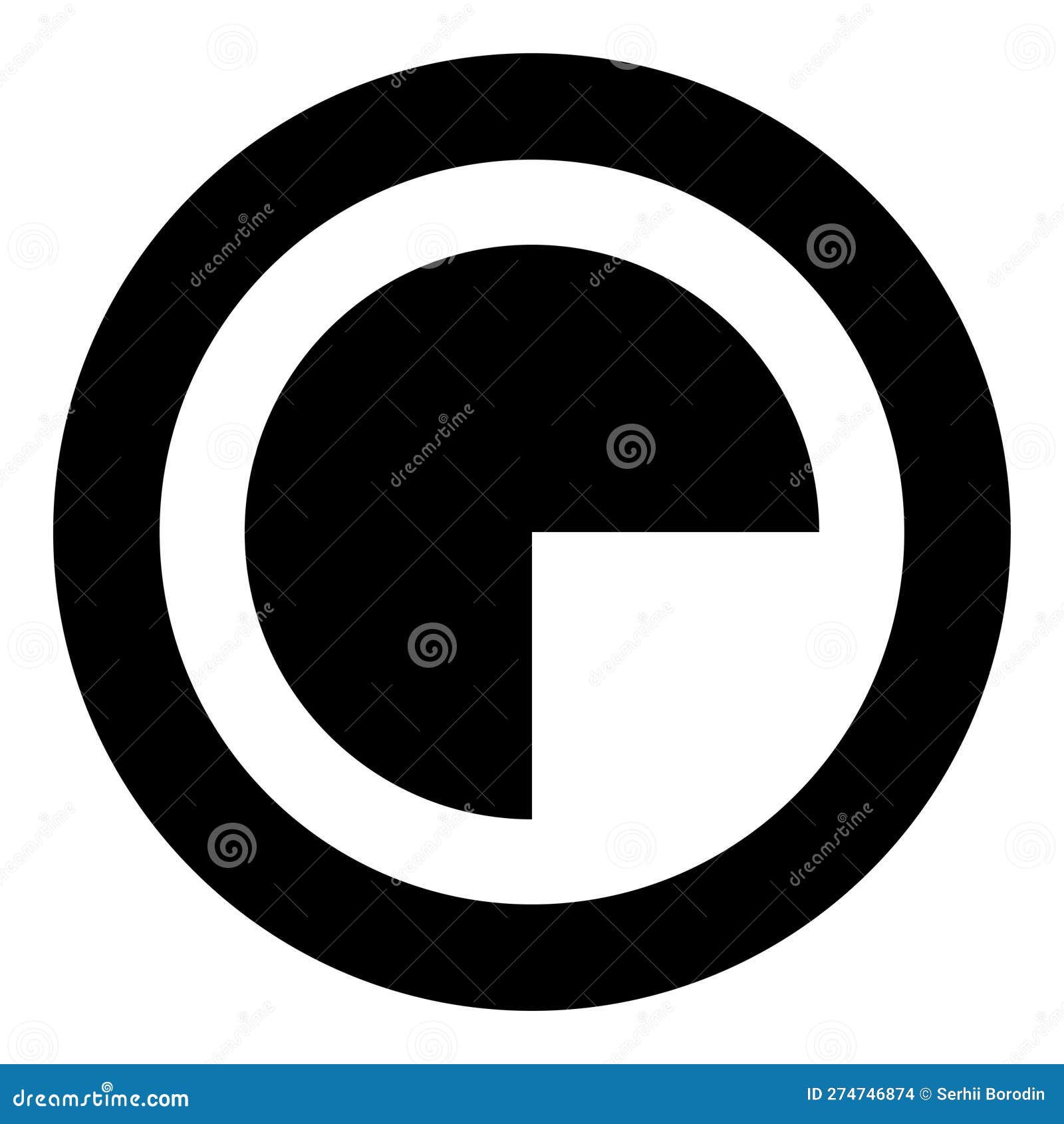 Part Circle 3/4 Three Four Icon in Circle Round Black Color Vector ...