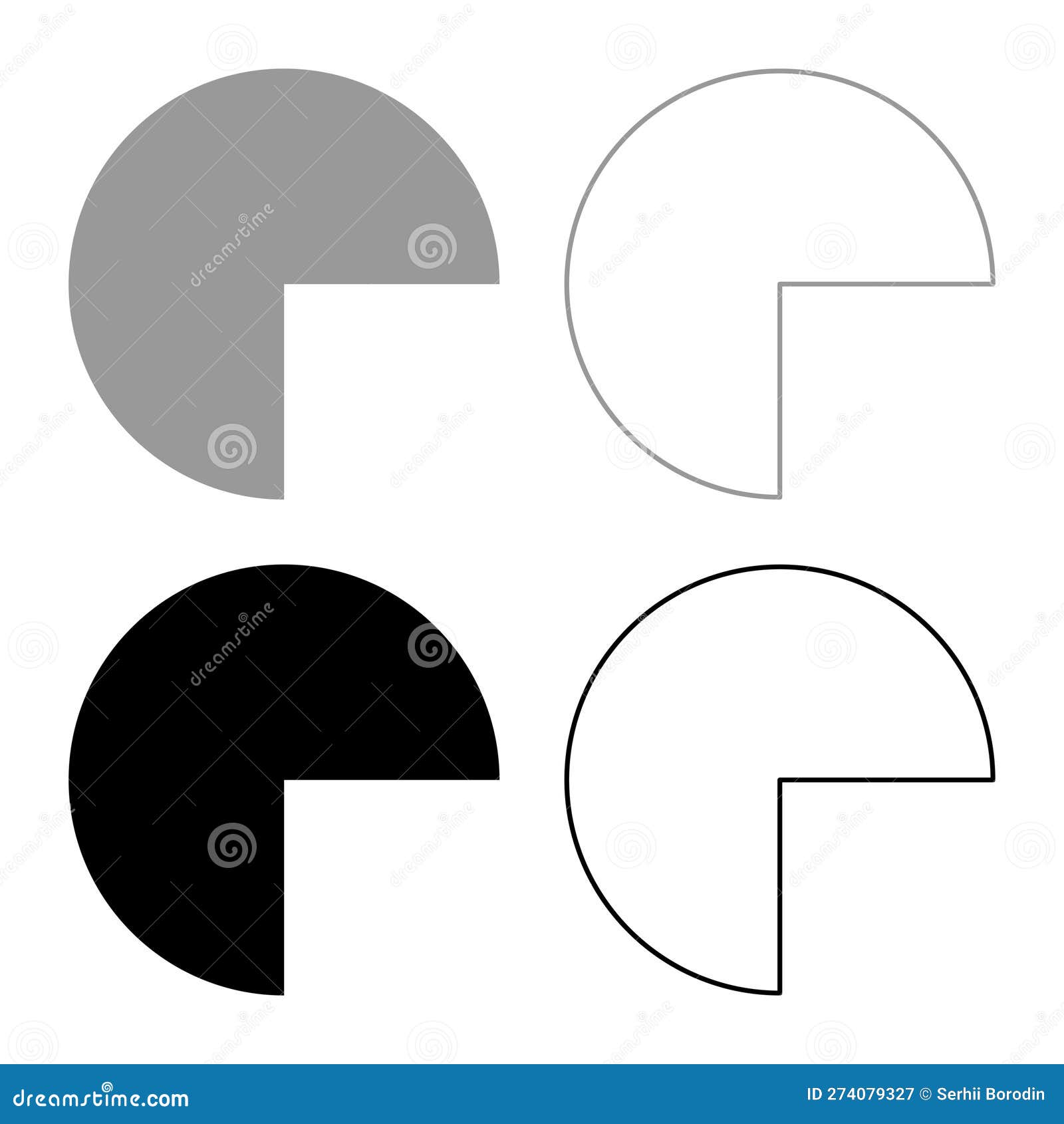 Part Circle 3/4 Three Four Set Icon Grey Black Color Vector ...