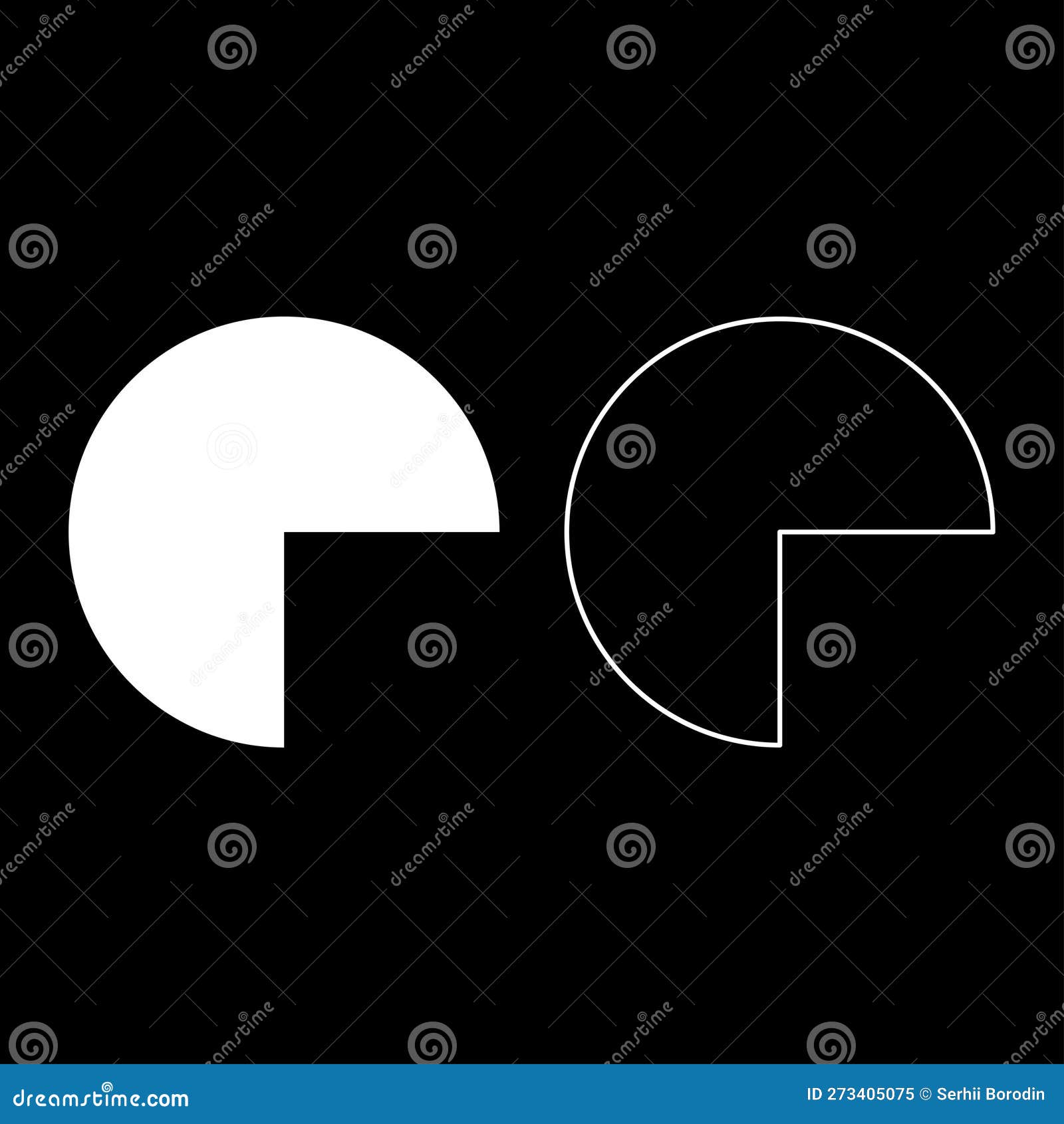 Part Circle 3/4 Three Four Set Icon White Color Vector Illustration ...