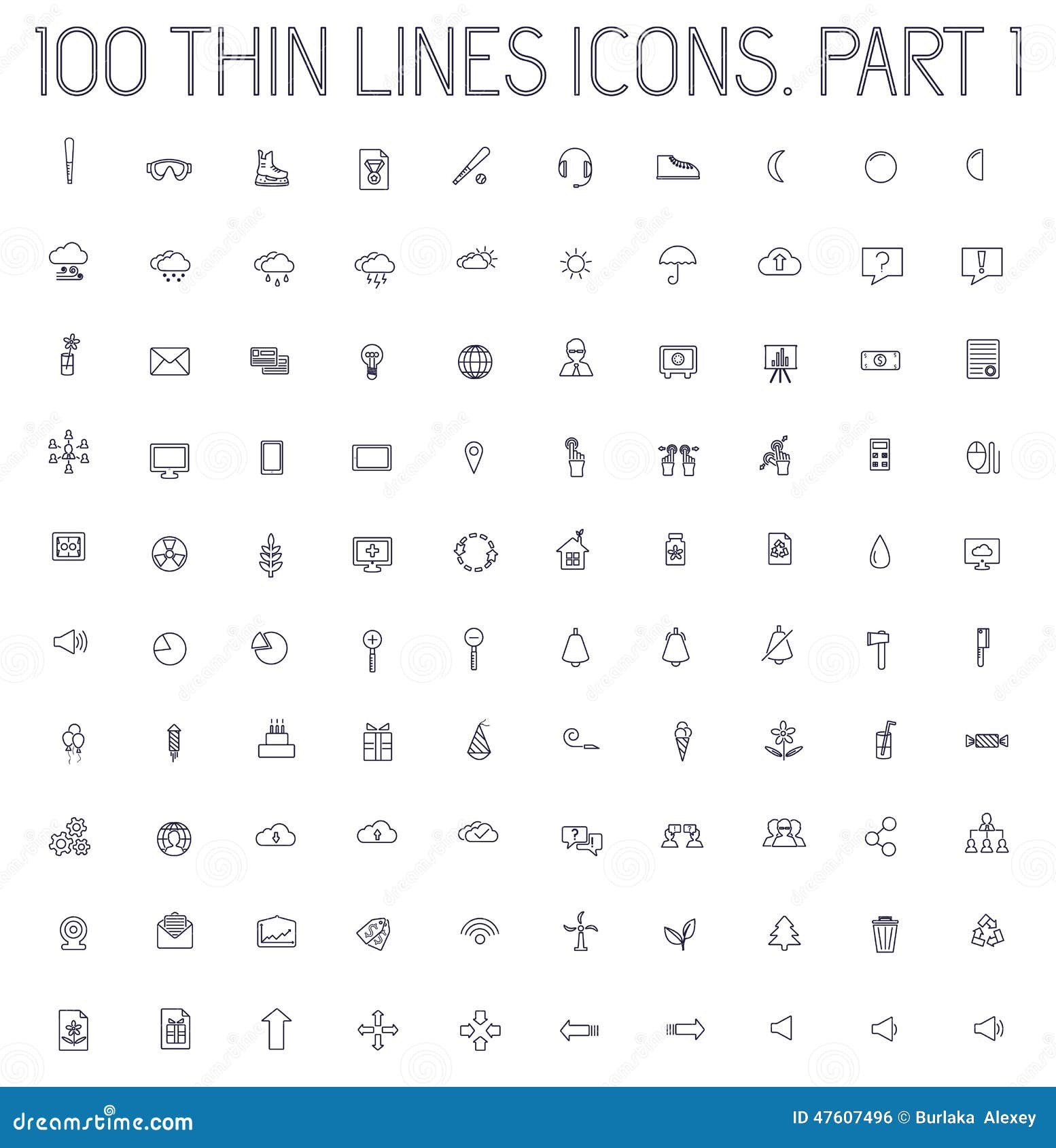 Part 2 of Collection Thin Lines Pictogram Icon Set Stock Vector ...