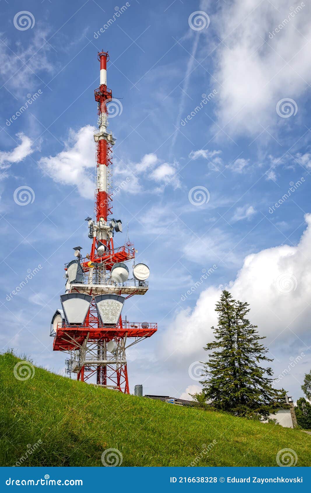 A Part of Communication Tower with Control Devices Stock Photo - Image ...