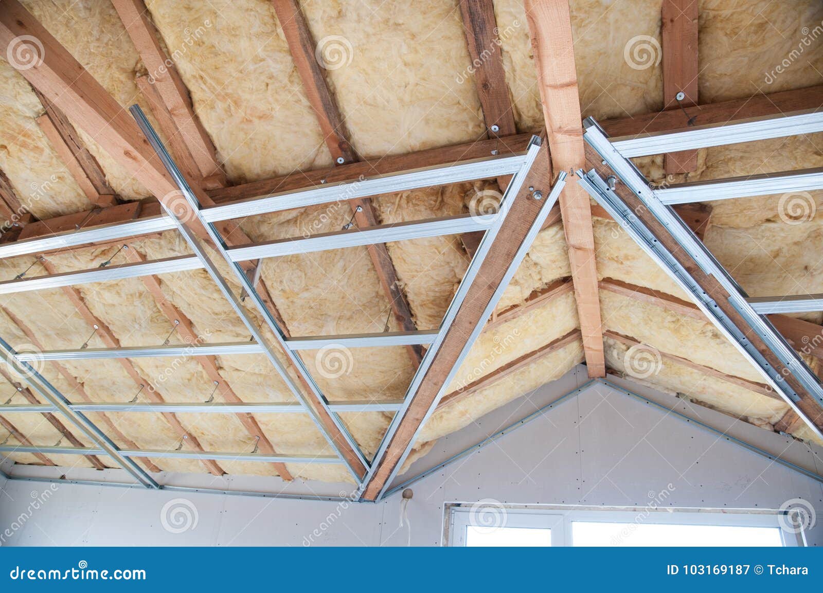 Construction of Ceiling Insulation Stock Image - Image of frame ...