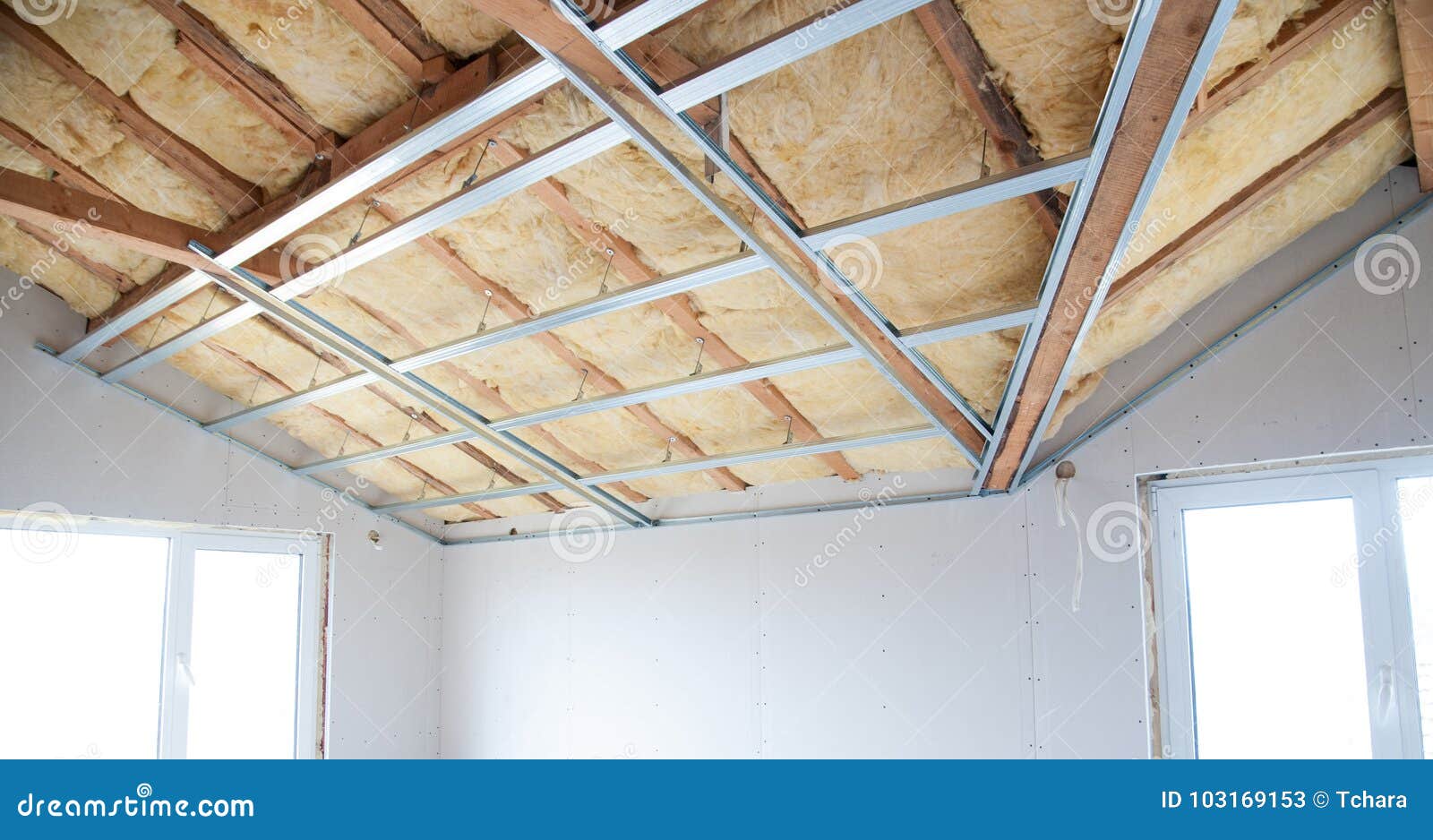 Construction of Ceiling Insulation Stock Image - Image of installation ...