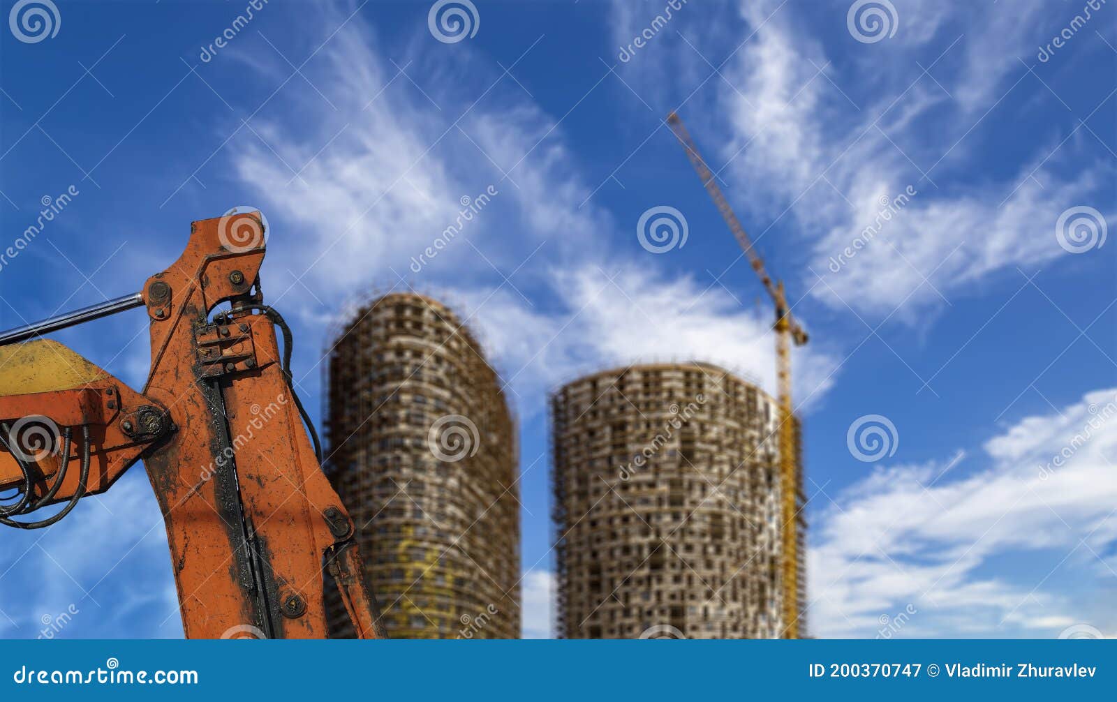 Part of a Construction Machine Excavator or Crane with Multi-storey ...