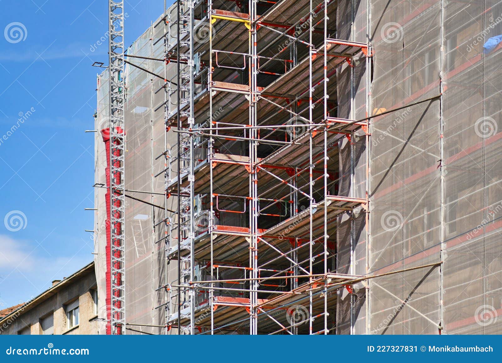 Part of Construction Site with Scaffolding on Multistory Building ...