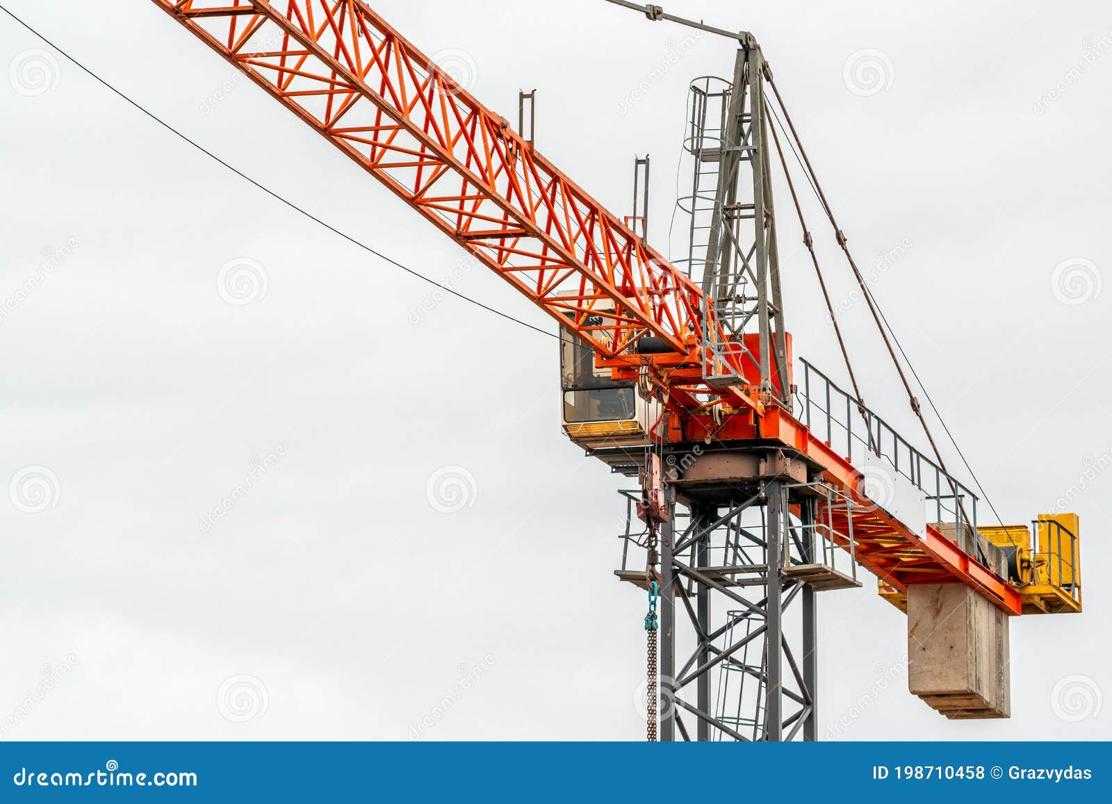 Part of Construction Tower Crane Arm Against Rainy Sky Stock Photo ...