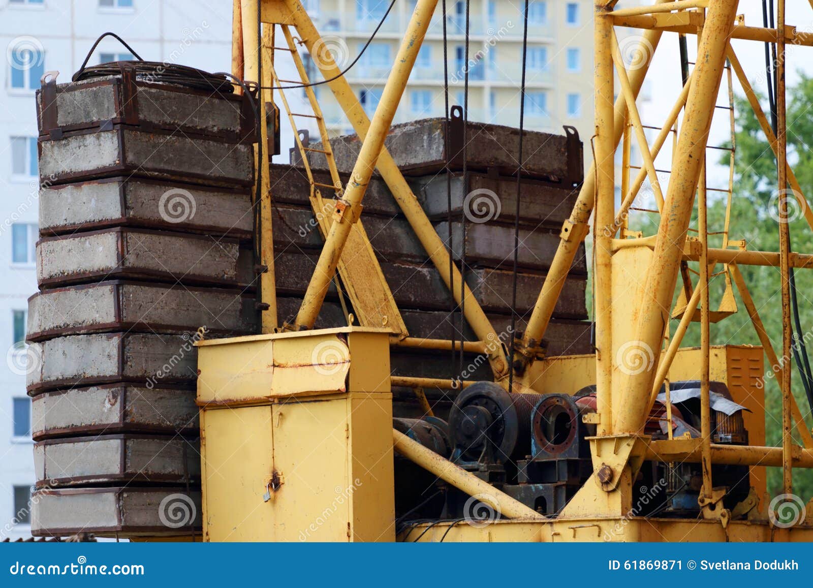 Part of Crane - Heavy Concrete Slabs Stock Image - Image of machinery ...