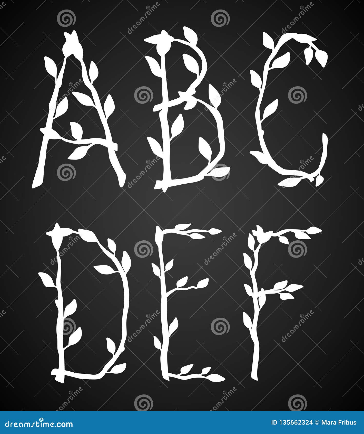 Part of Decorative Alphabet Made of Tree Branches Stock Vector ...