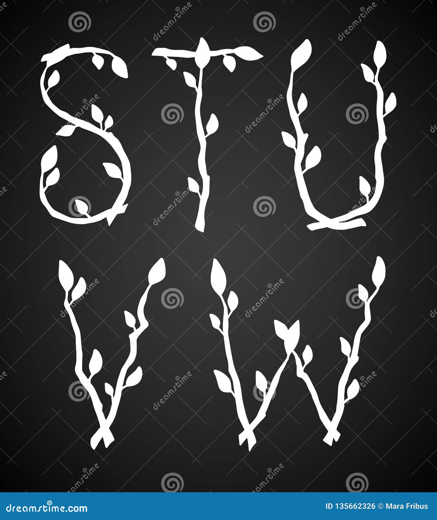 Part of Decorative Alphabet Made of Tree Branches Stock Vector ...