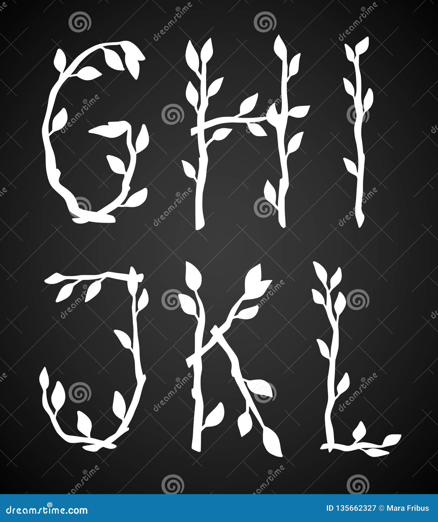 Part of Decorative Alphabet Made of Tree Branches Stock Vector ...