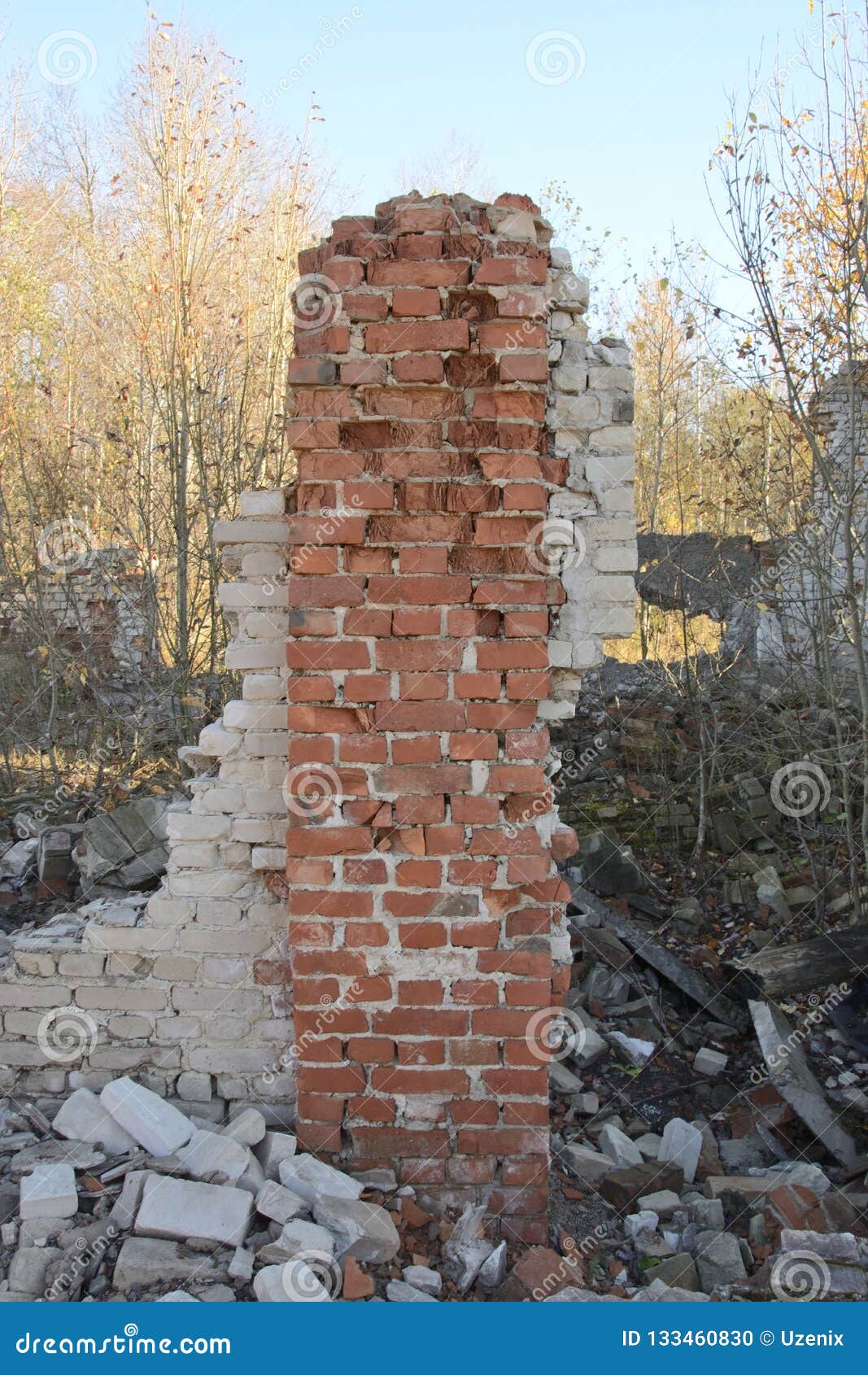 Part of the Destroyed Brick Wall of the Old Building Stock Photo ...