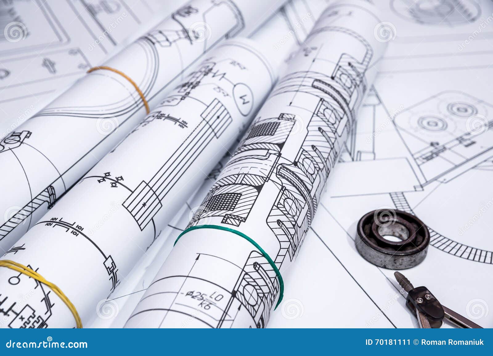 Part Of Blueprint Floor Plan. Architectural Drawing Background. Stock ...