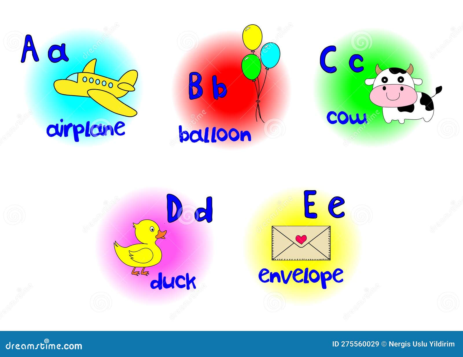 Part of English Alphabet with Examples Stock Vector - Illustration of ...