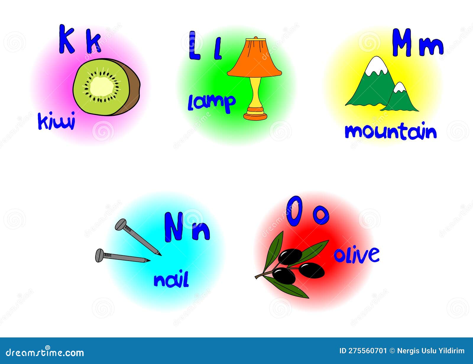Part of English Alphabet with Examples Stock Vector - Illustration of ...