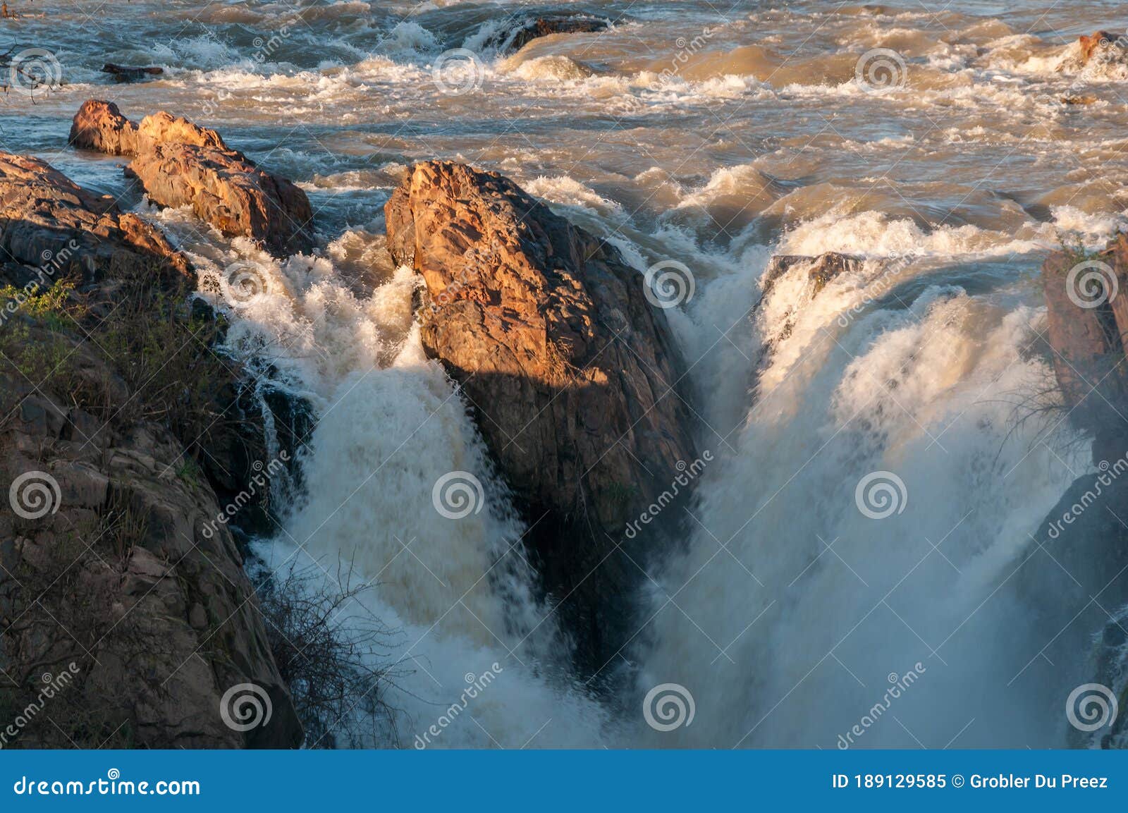 Part of the Epupa Waterfalls at Sunset Stock Image - Image of sunset ...