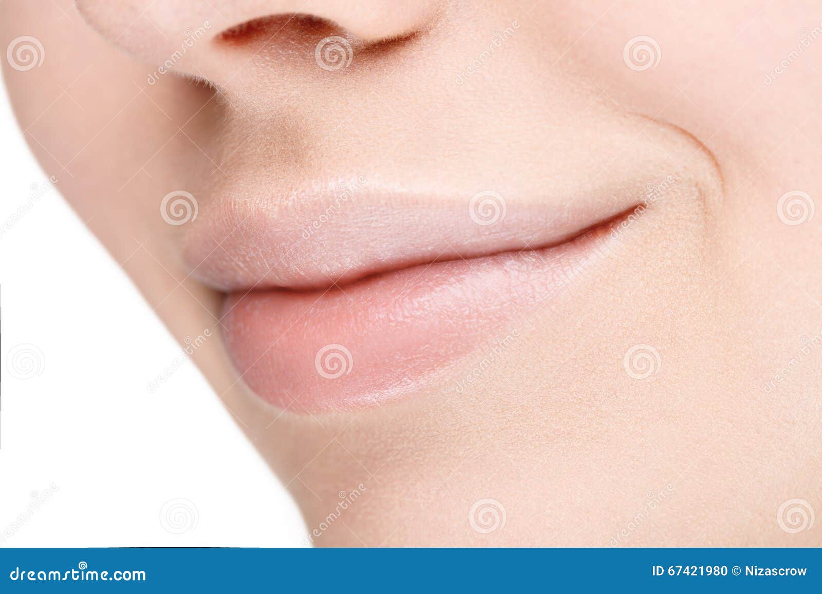 Part of Face with Beautiful Full Lips without Makeup. Stock Photo ...