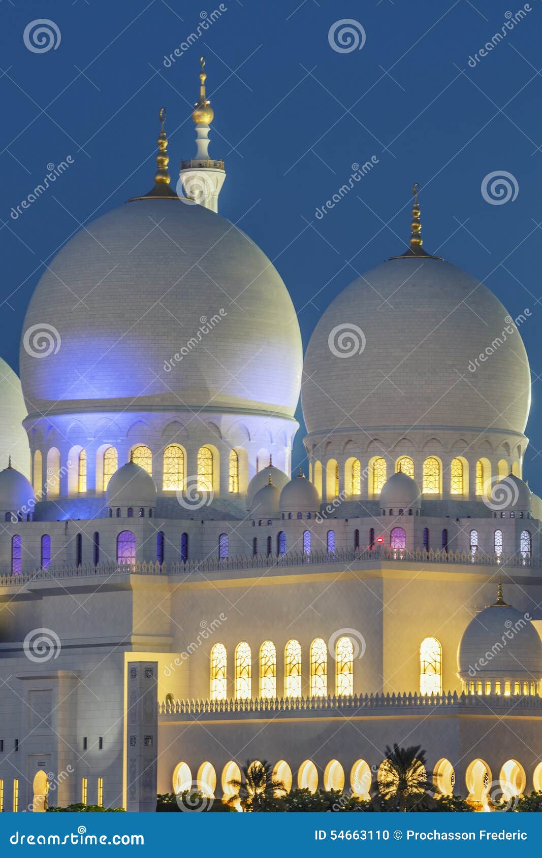 Part of Famous Abu Dhabi Sheikh Zayed Mosque by Night Stock Photo ...