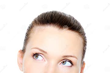 Part of Female Head with Rolling Eyes Stock Image - Image of close ...
