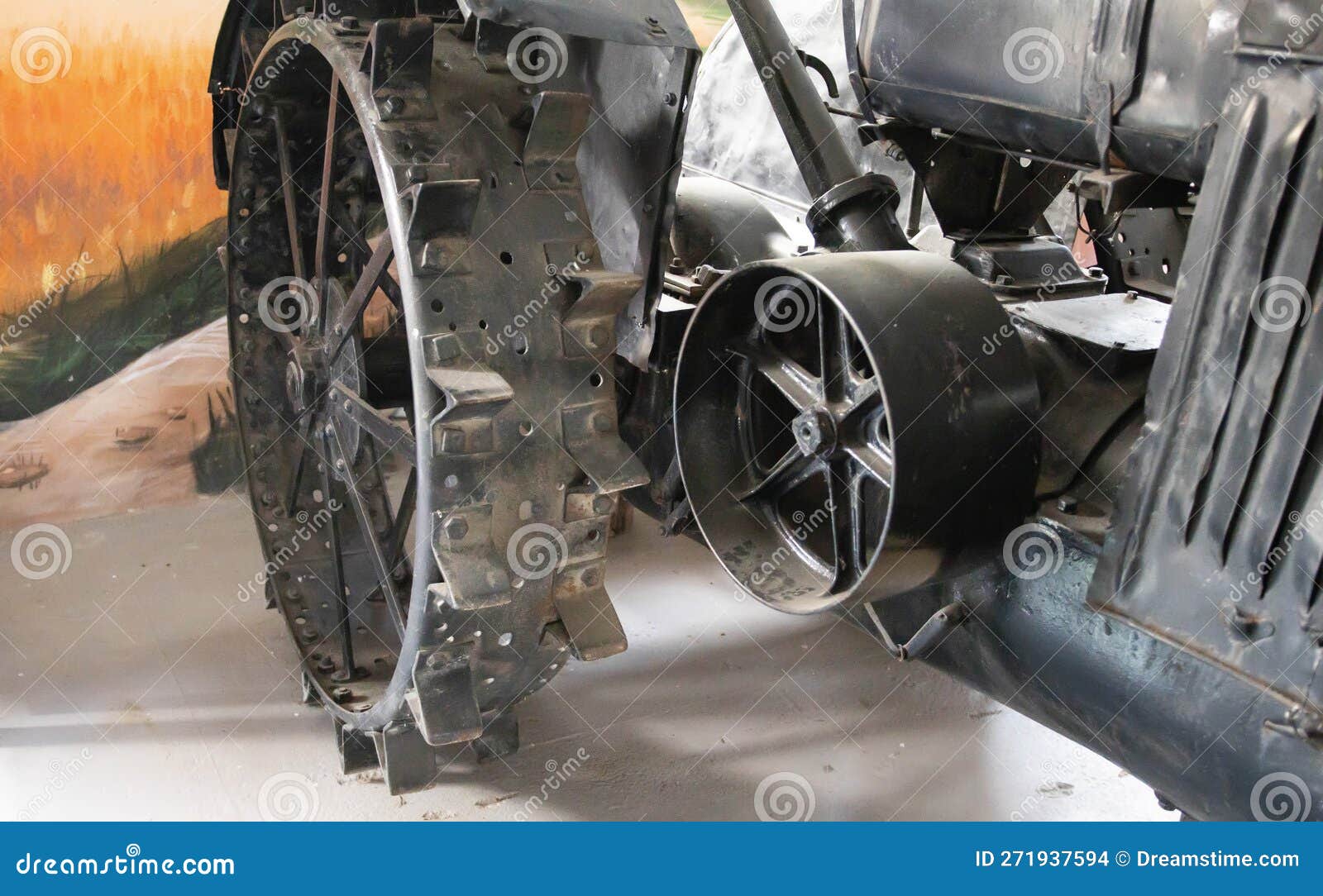 Part of the First Created Tractor on Metal Wheels Stock Photo - Image ...