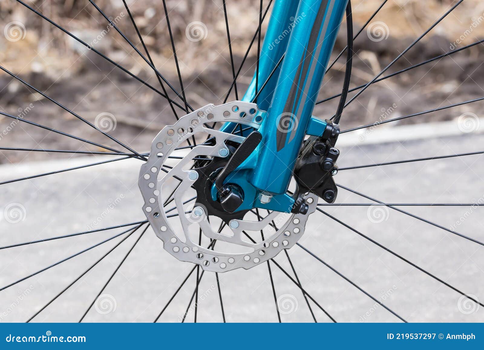 Part of Fork with Front Disk Brake of Modern Bicycle Stock Image ...
