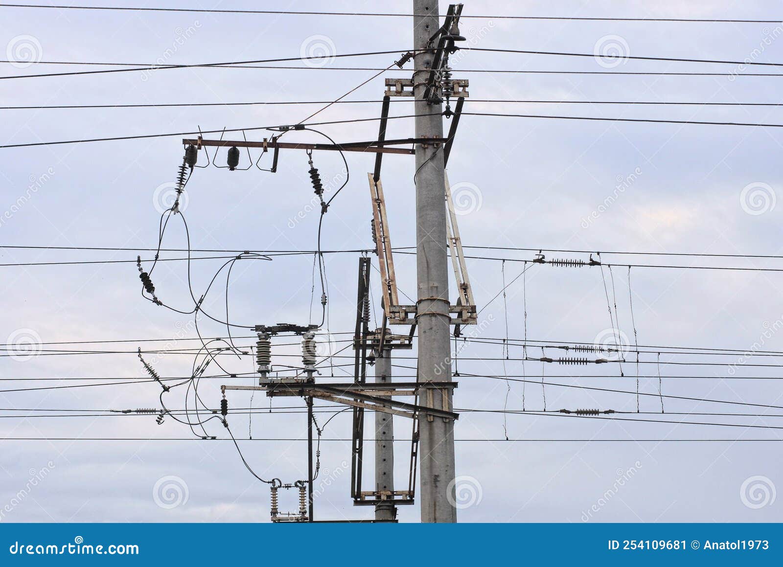 Part of a Gray Concrete Pillar with Black Wires Stock Image - Image of ...