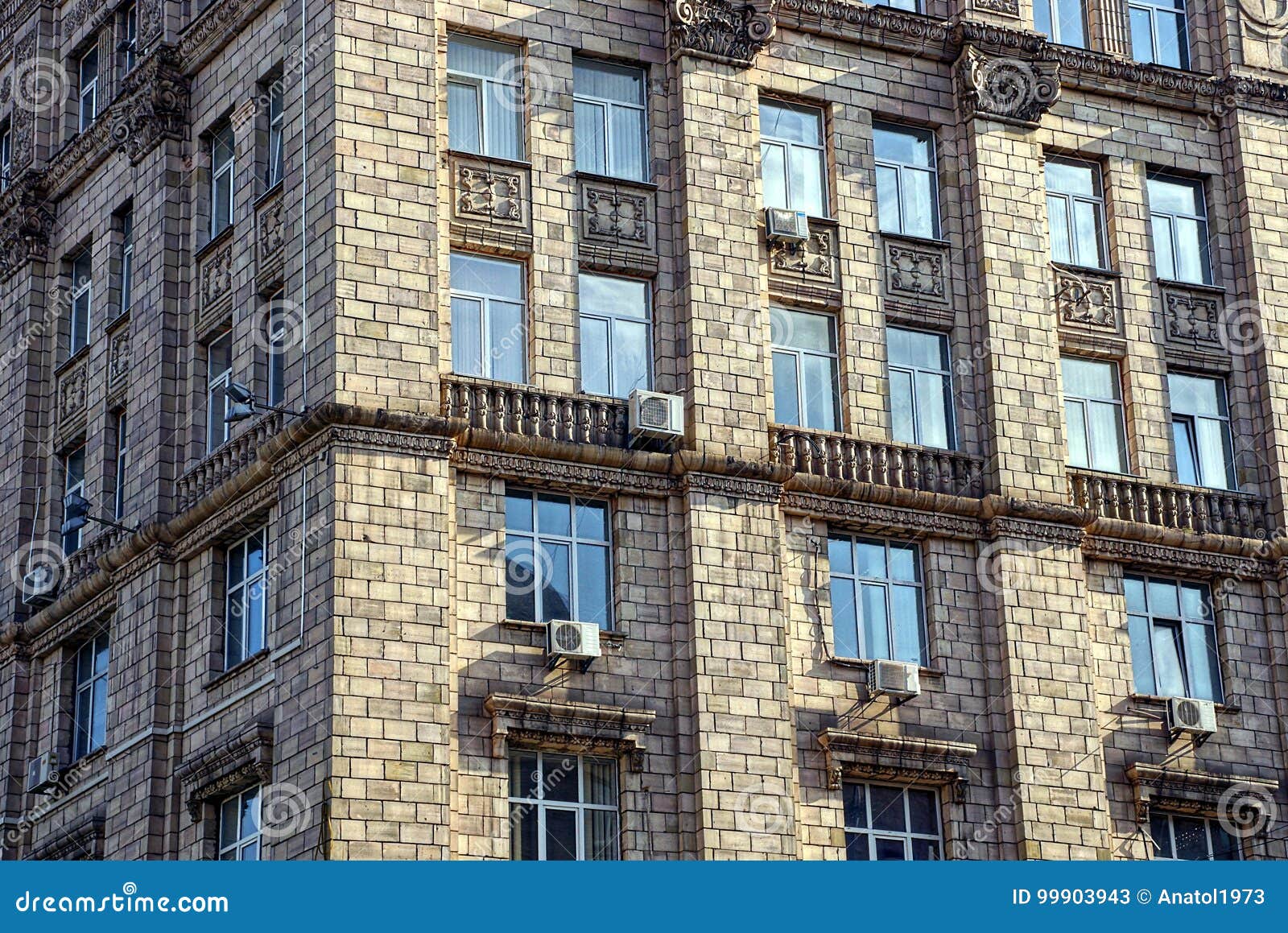 Corner of a Gray High-rise Building with Windows Stock Image - Image of ...