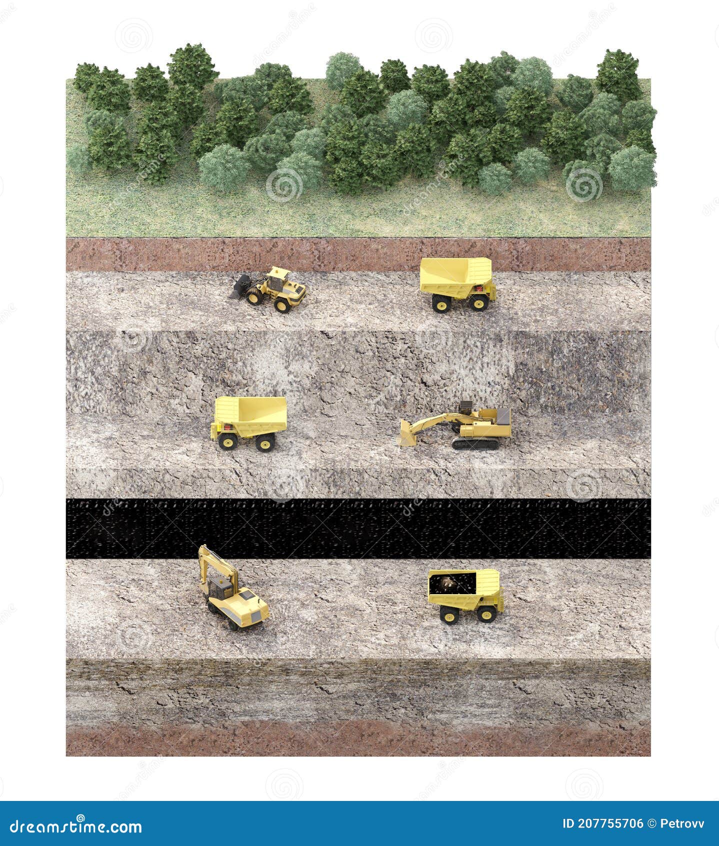 Part of Ground Cut of Coal Mining Equipment Stock Illustration ...