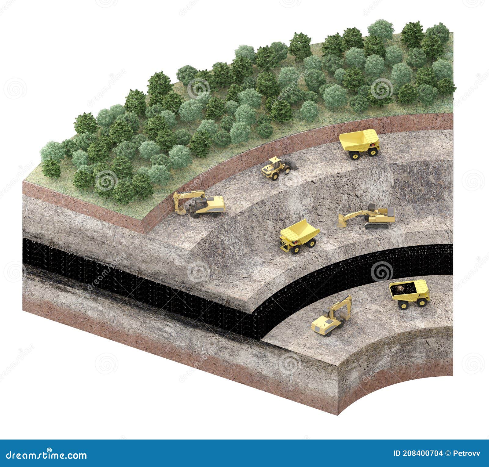 Part of Ground Cut of Coal Mining Equipment Stock Illustration ...