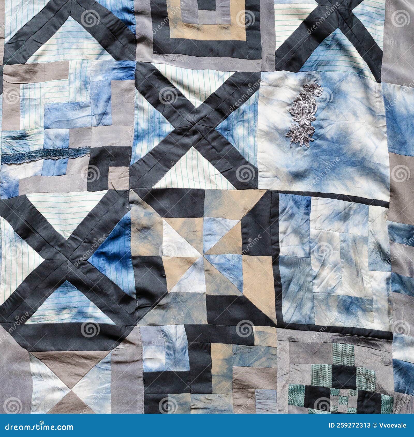 Part of Hand-crafted Patchwork Quilt Stock Image - Image of fabric ...