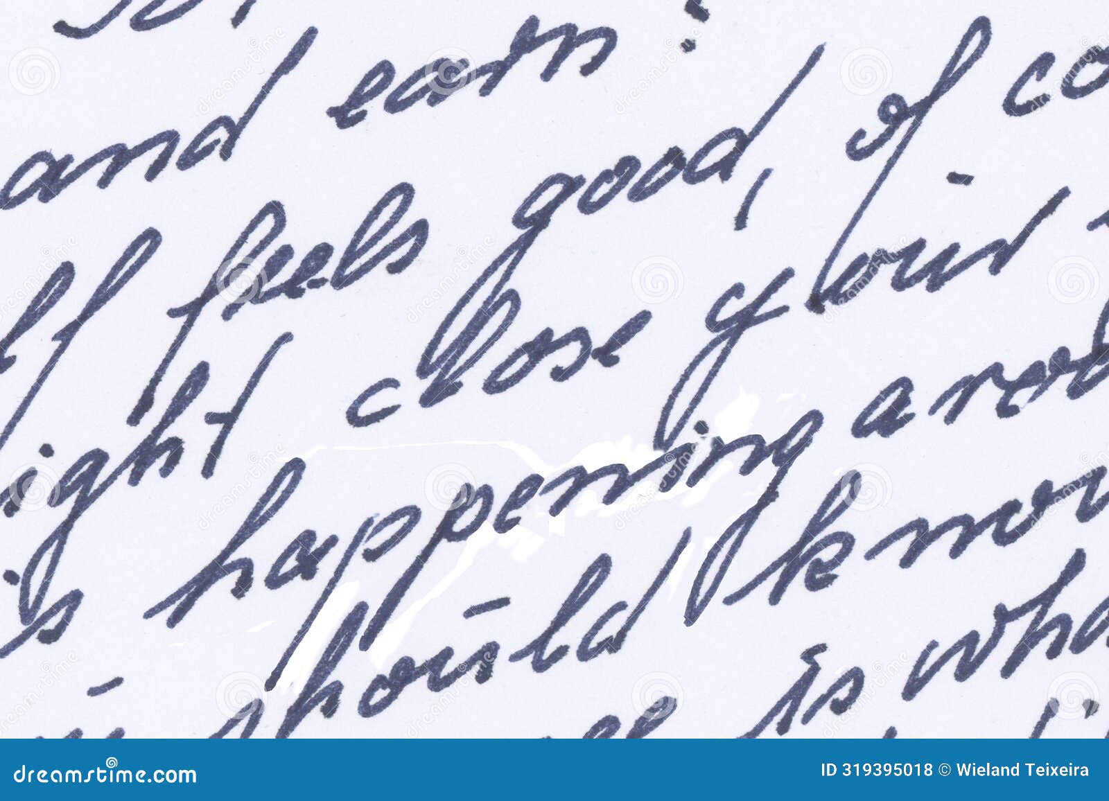Handwritten text enlarged stock photo. Image of retro - 319395018