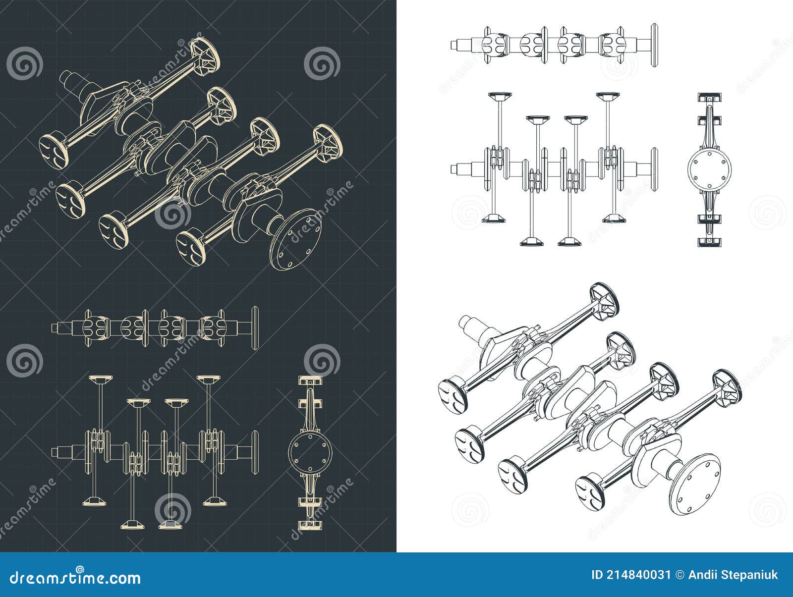Part of Horizontally Opposed Engine Blueprints Stock Vector ...