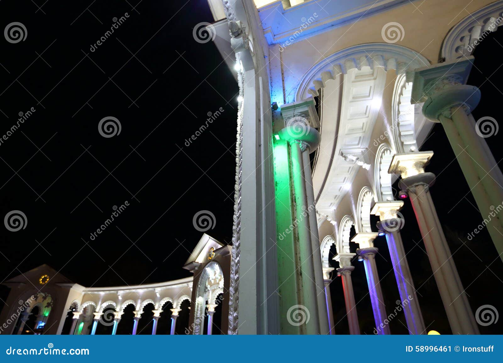 Part of the Illuminated Colonnade Stock Image - Image of lights ...