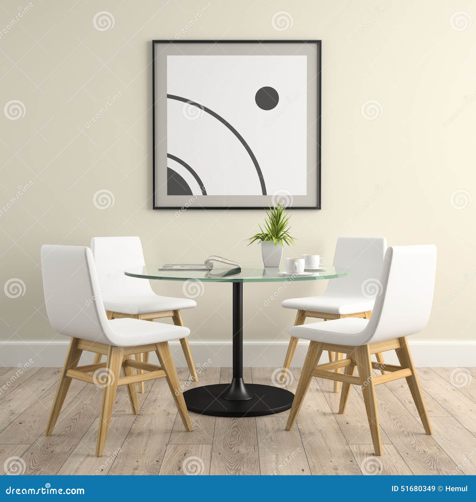 Part of Interior with Chairs and Table Stock Illustration ...