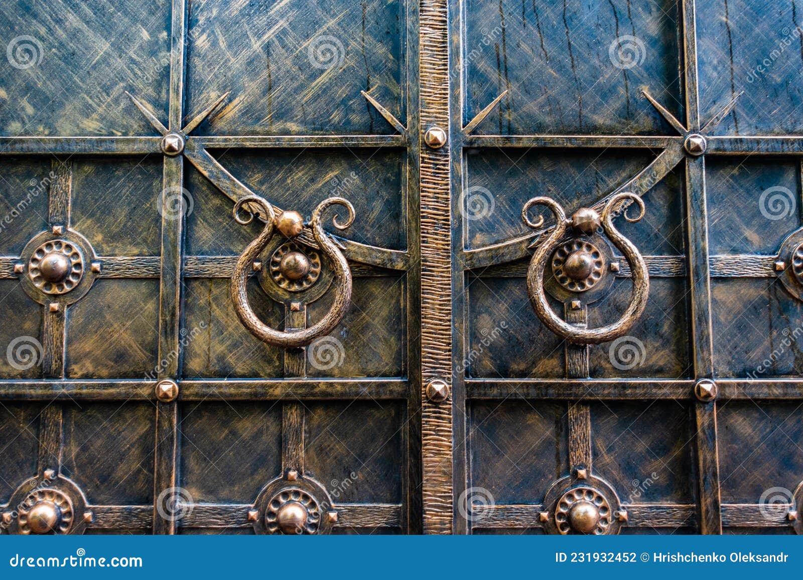 Part of an Iron Forged Vintage Gate Stock Photo - Image of fence ...
