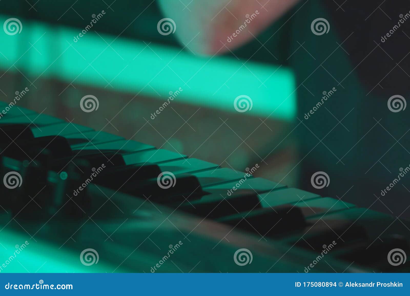 Part of the Keyboard of a Synthesizer Standing on the Stage during a ...