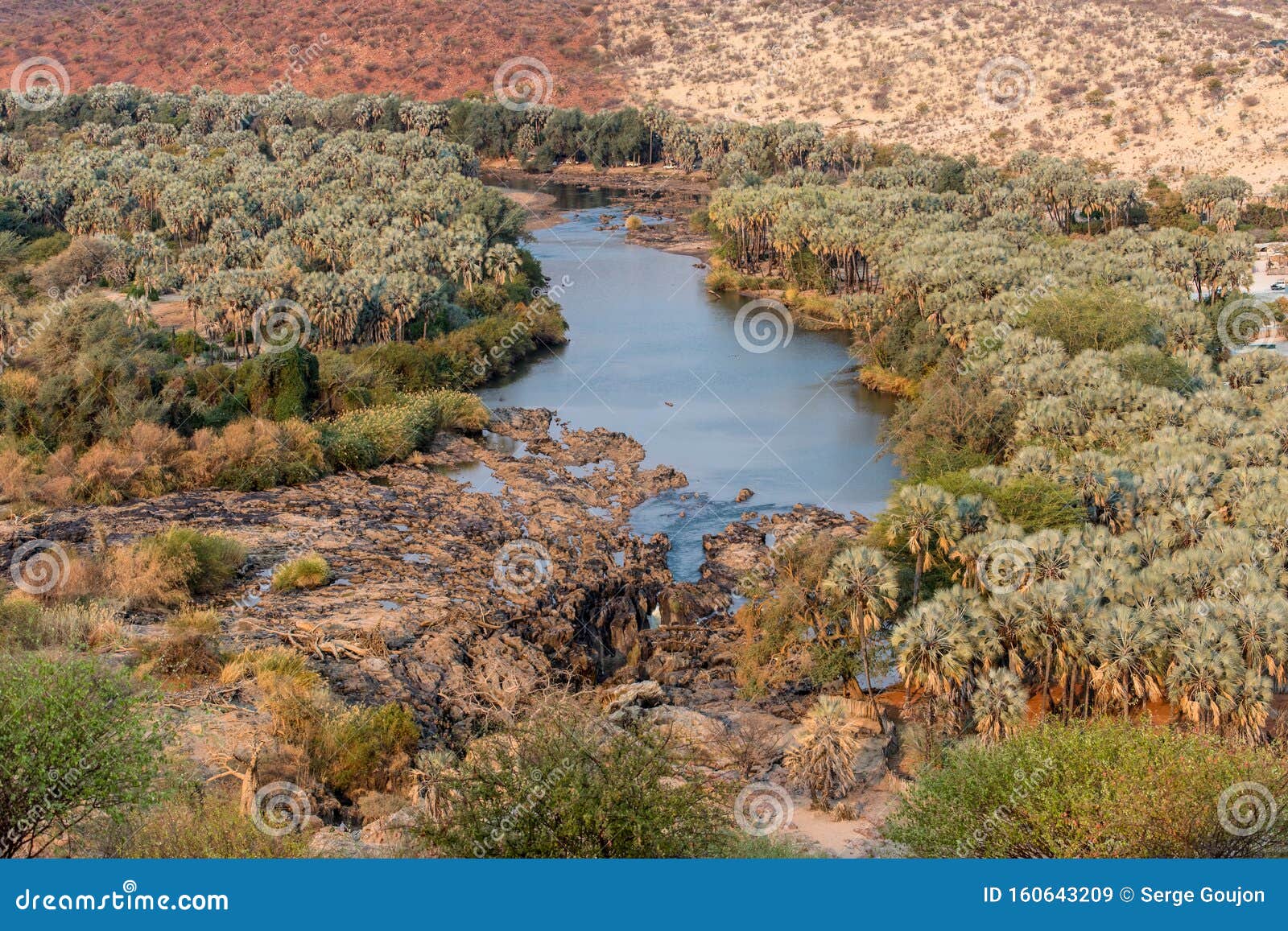 The Kunene River Snaking Towards Epupa Falls, Namibia Stock Image ...