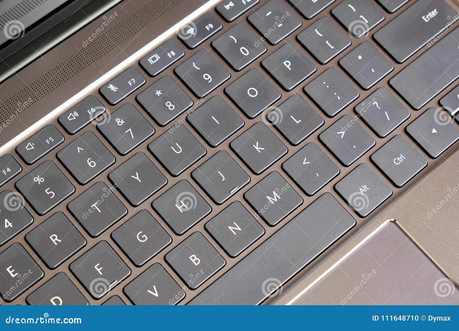 Part of Laptop Keyboard and Touchpad of Black Opened Laptop Top View ...