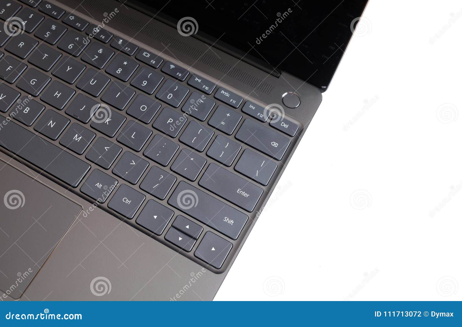 Part of Laptop Keyboard and Touchpad of Opened Laptop Isolated on White ...