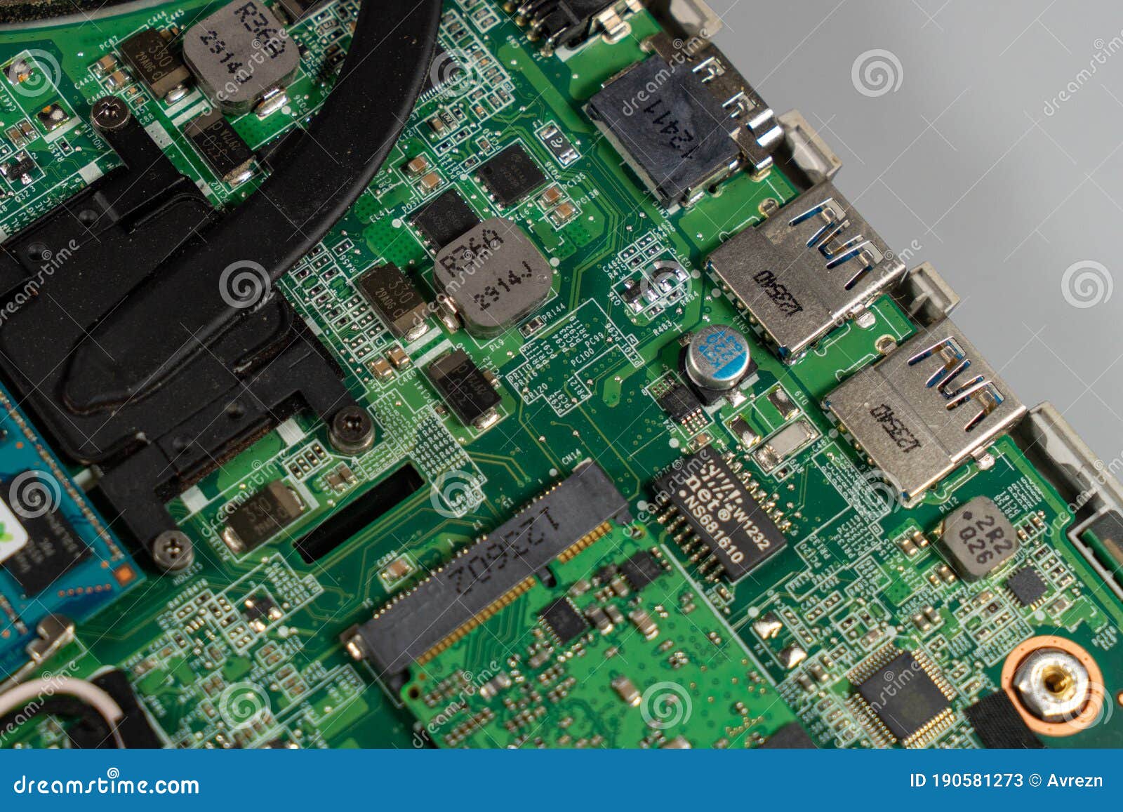 Part of the Laptop Motherboard with a Heatsink for the Processor Stock ...