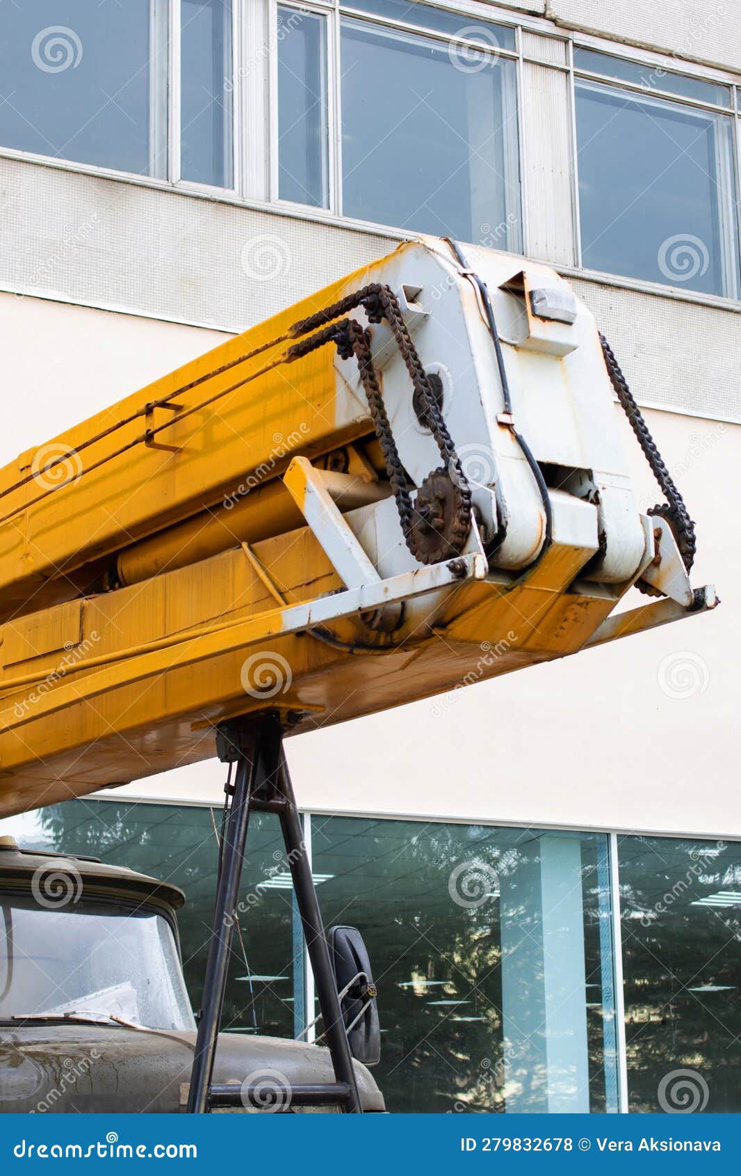 Part of Large Car with Construction Crane Stock Photo - Image of ...